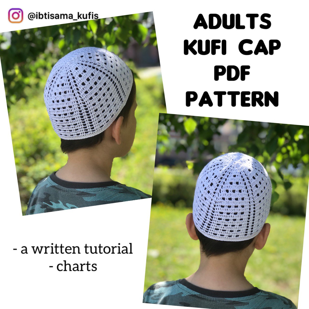 Handcrafted short cotton kufi cap PDF pattern | Inspire Uplift