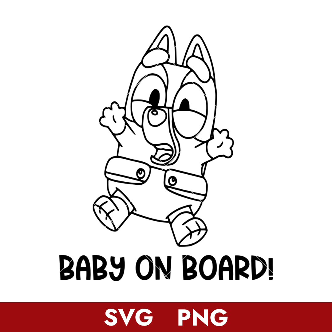 Baby On Board Outline Svg, Baby Bluey Svg, Bluey Svg, Cartoo | Inspire ...