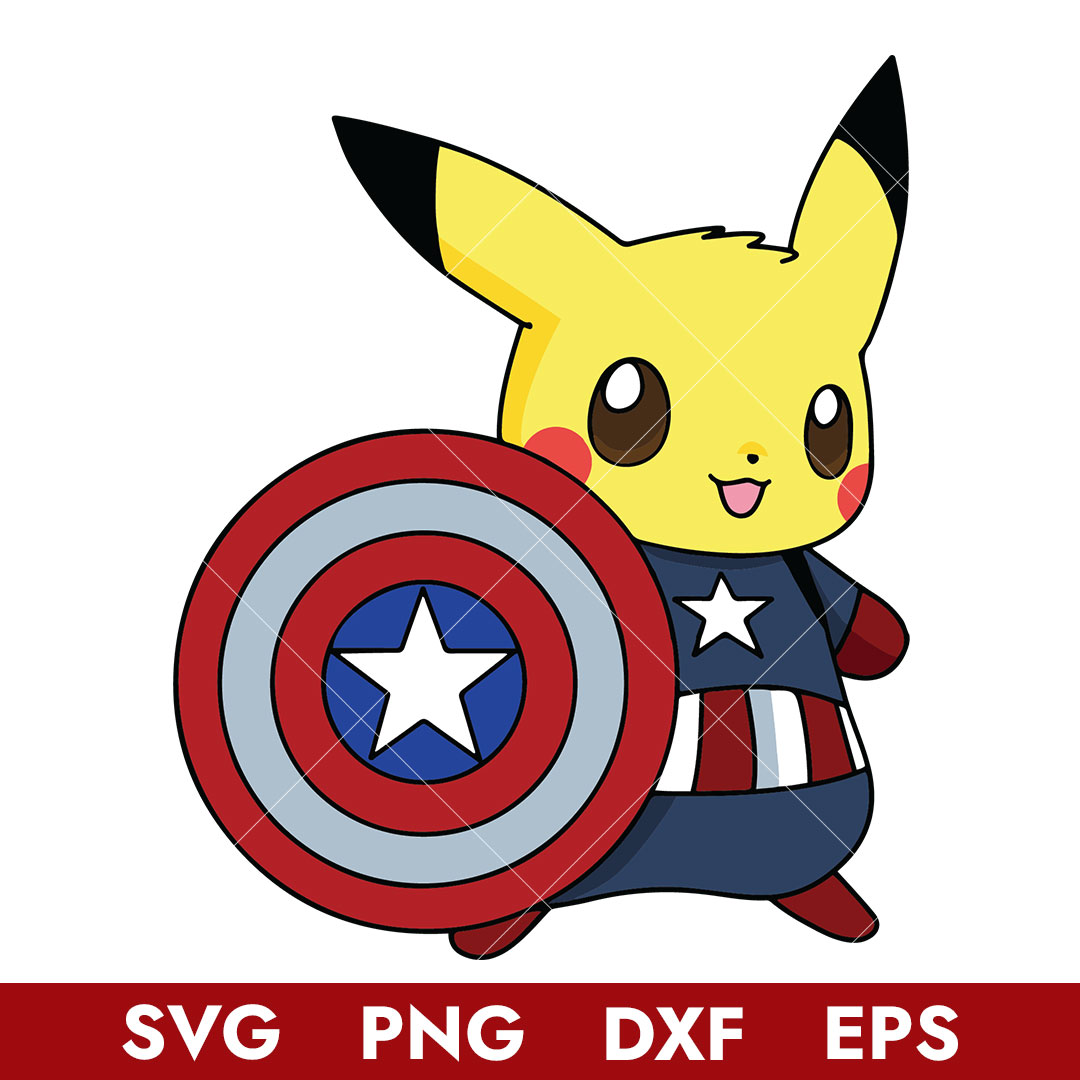 Pikachu Captain American Svg, Pikachu Svg, Captain Svg, Png - Inspire ...