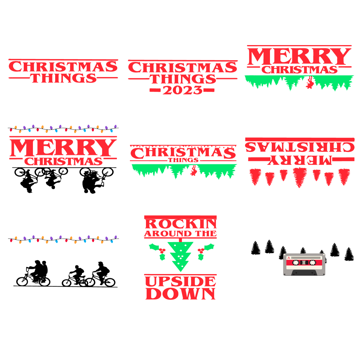 Merry Christmas Stranger Things Bike Bundle SVG | Inspire Uplift