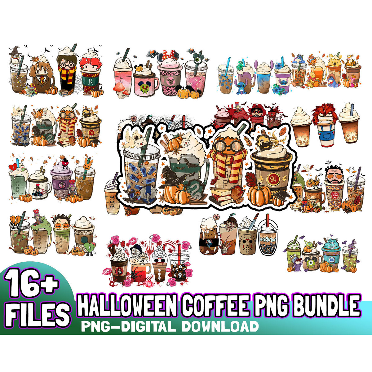 Halloween Coffee Png Bundle, Halloween Boo Coffee Png, Villa | Inspire ...