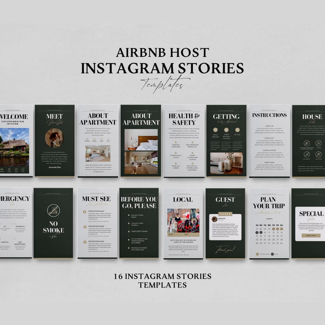 Airbnb Instagram Templates, 16 Story templates, Canva templa | Inspire ...