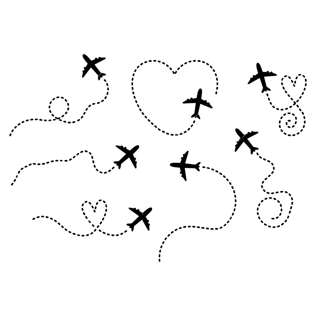 Airplane SVG Bundle, PDF, PNG, Plane route heart path SVG - Inspire Uplift