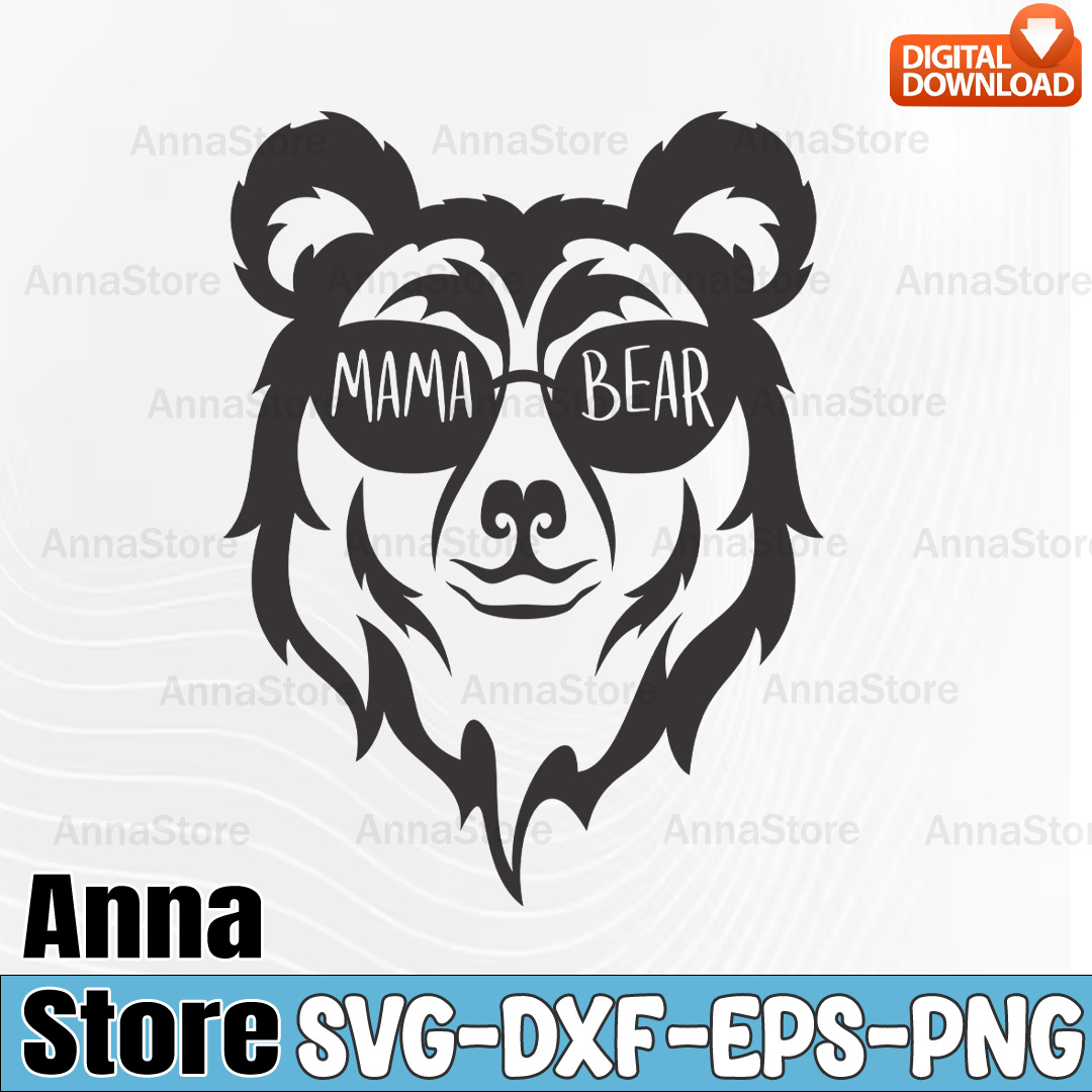 Mama Bear Head with Glasses Svg,Mama Bear and Four Cubs Moth | Inspire ...
