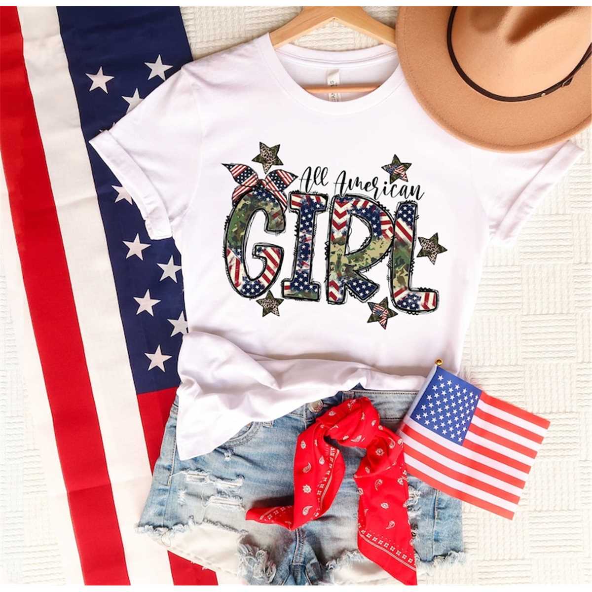 4th of July All American Girl T-Shirt, Freedom Shirt, Fourth - Inspire ...