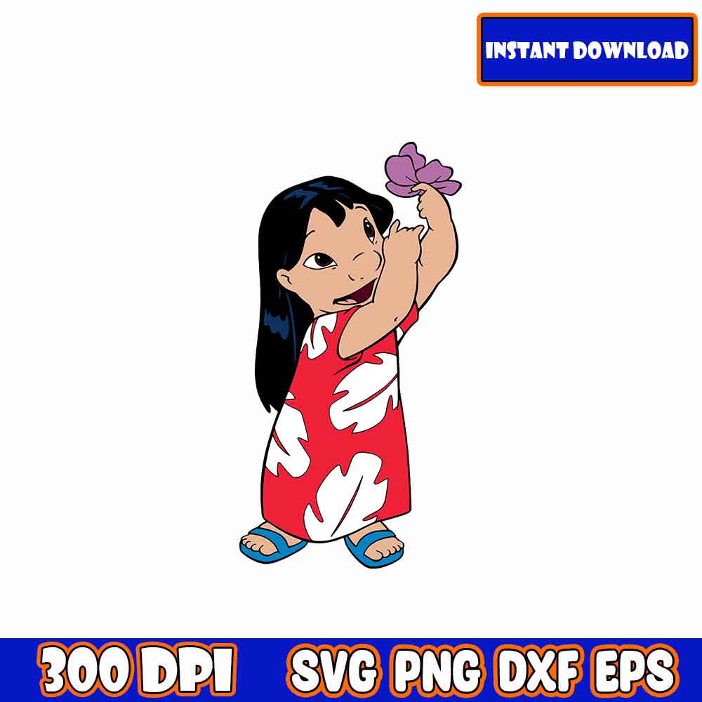 Lilo with Flowers, Hand Drawn Watercolor Clipart, Cute Carto | Inspire ...