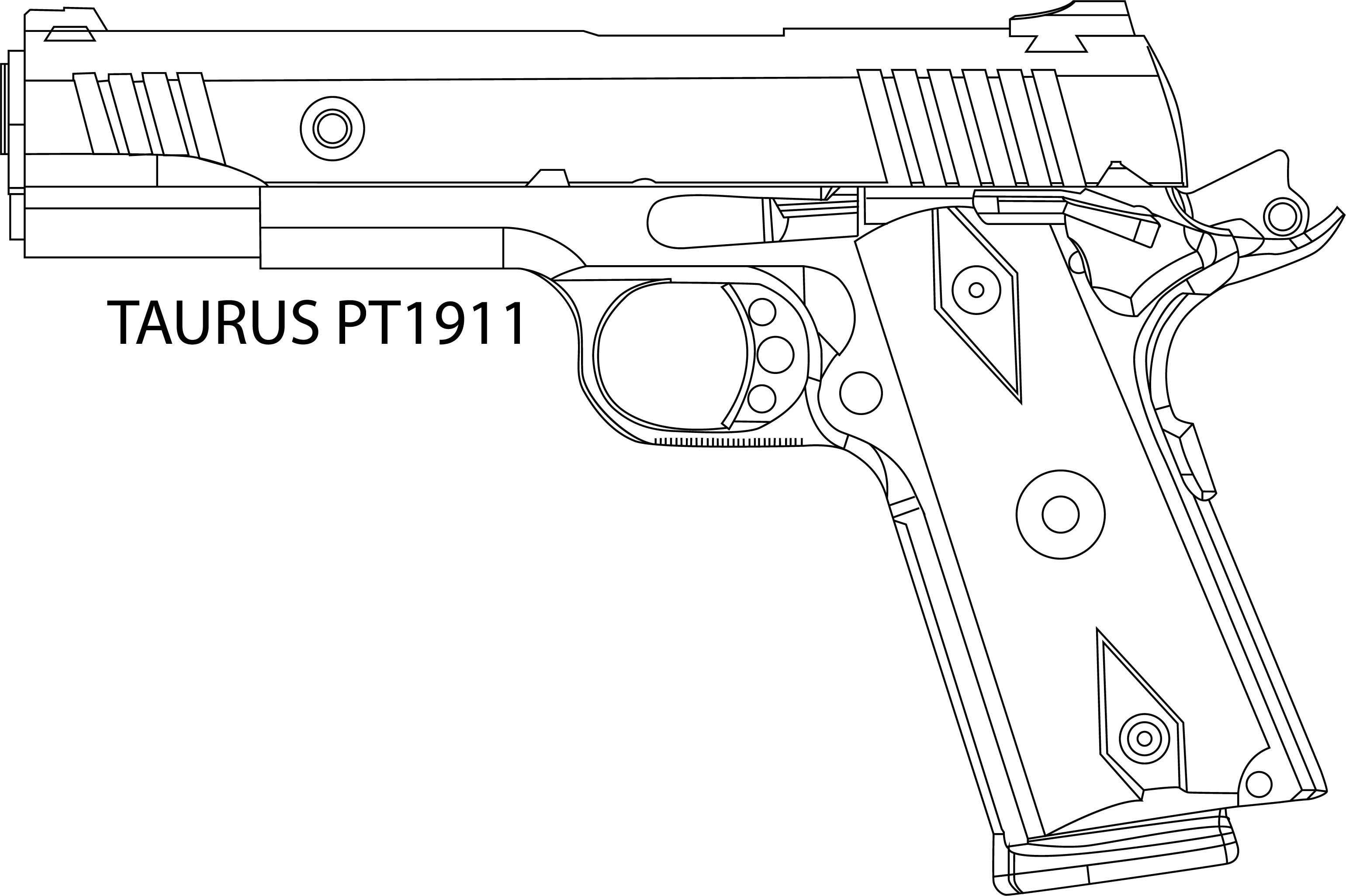 TAURUS PT 1911 Hand Gun LINE ART vector file laser engraving | Inspire ...
