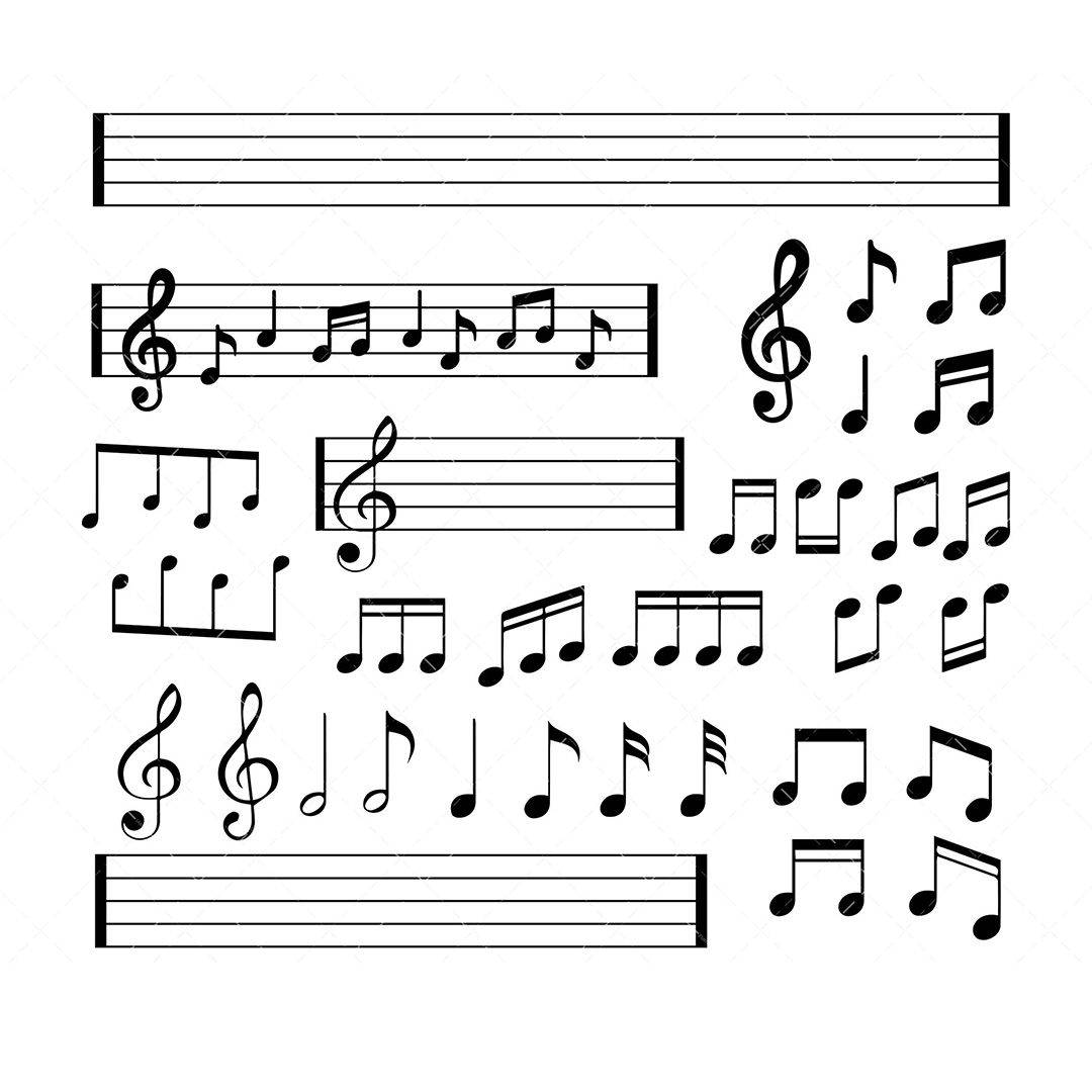 Music Notes SVG, PNG, PDF, Guitar Note SVG, Staff SVG - Inspire Uplift