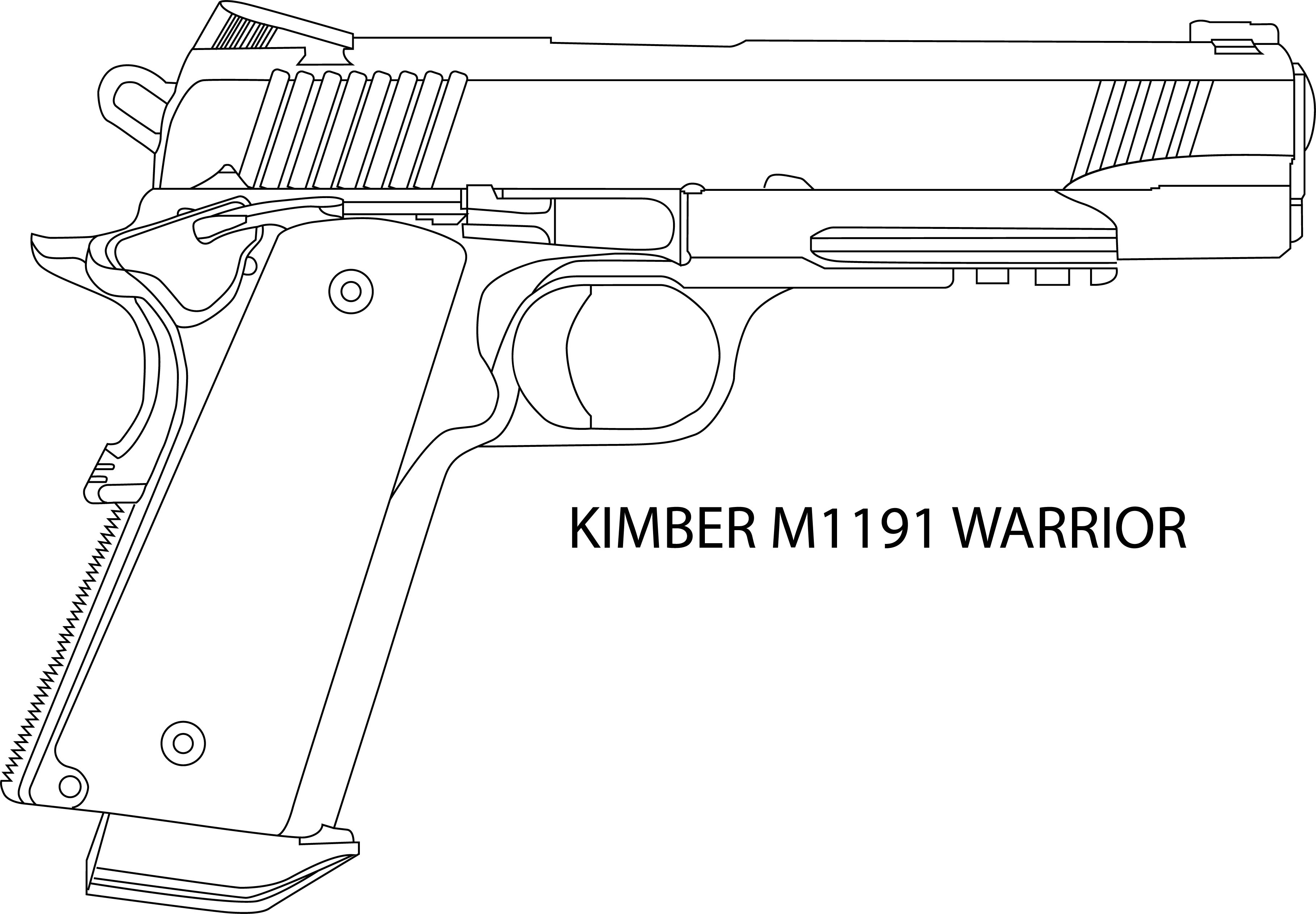 KIMBER M1191 WARRIOR Hand Gun vector file laser engraving, | Inspire Uplift