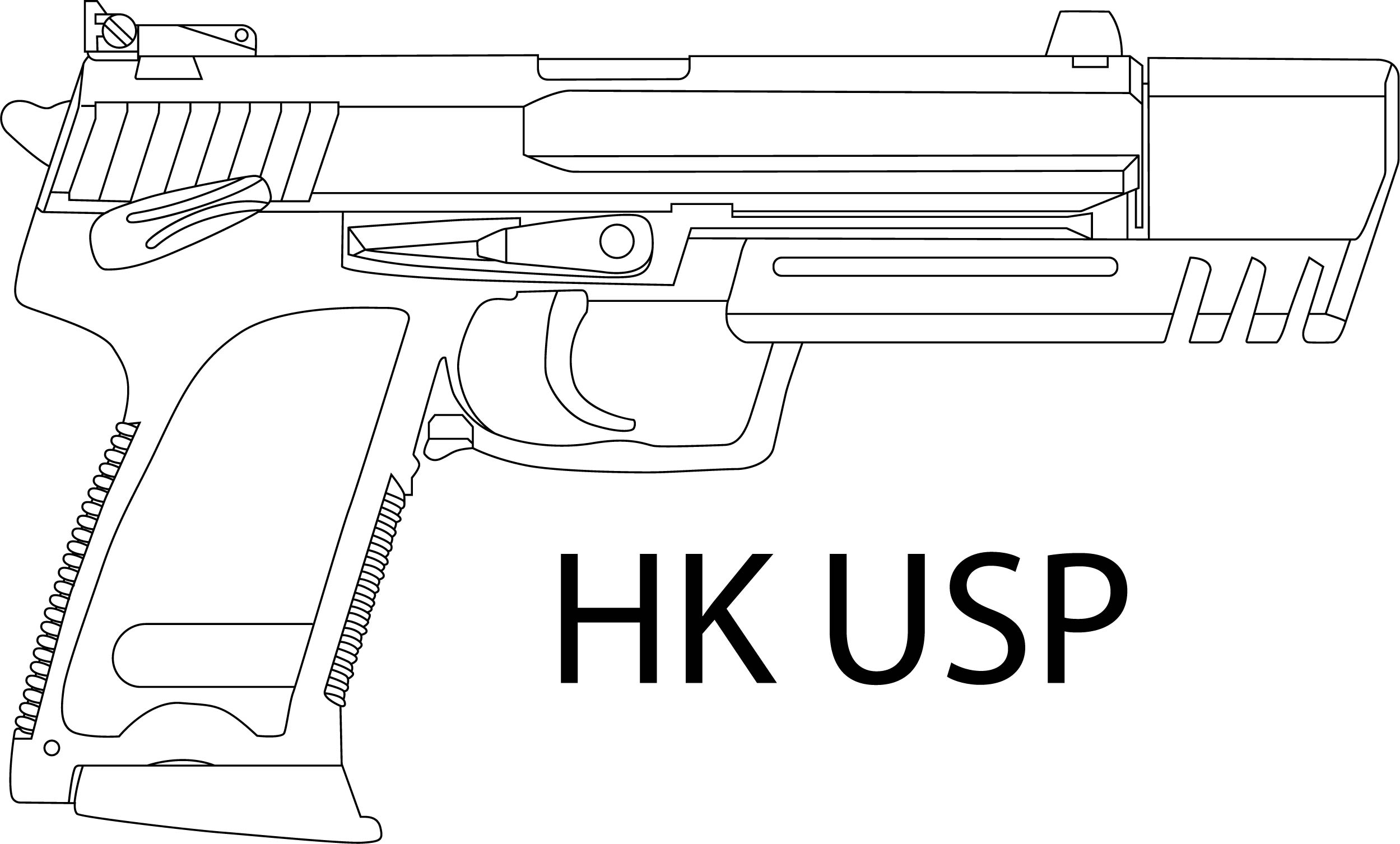 HK USP Hand Gun LINE ART vector file laser engraving, cnc ro | Inspire ...
