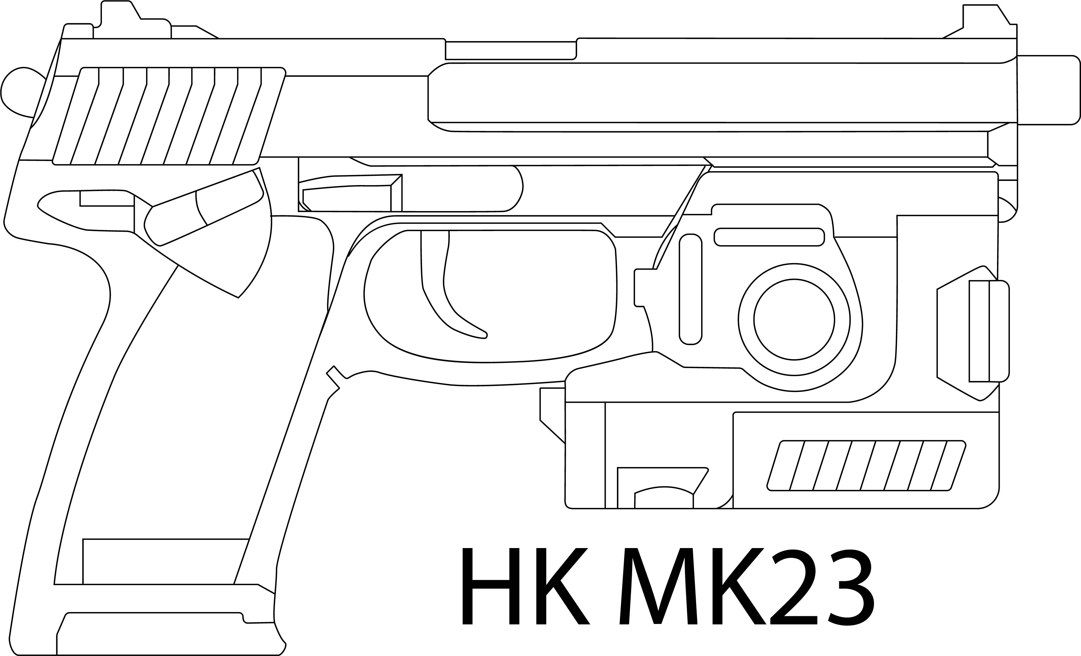 HK MK23 Hand Gun LINE ART vector file laser engraving, cnc r | Inspire ...