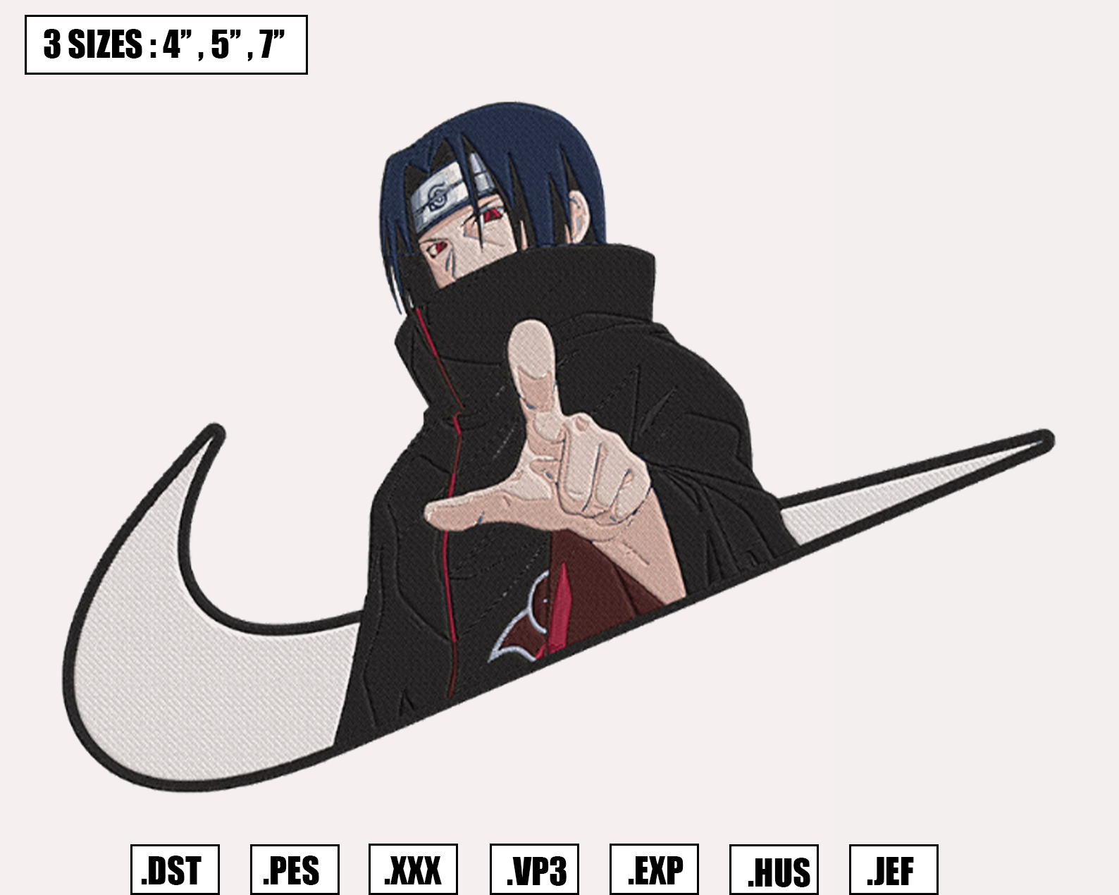 Hey You Itachi Akatsuki x Nike Embroidery Designs File, Nike - Inspire ...