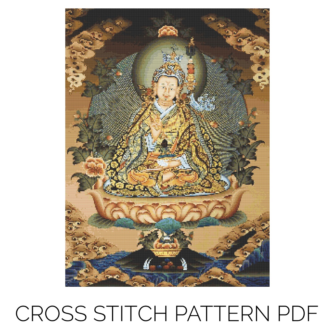 Padmasambhava Guru Rinpoche Counted Cross Stitch Pattern - Inspire Uplift
