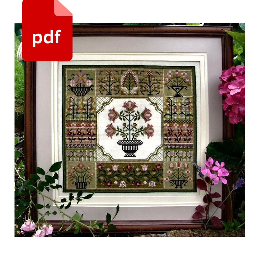 pdf Floral Sampler cross stitch chart, spring sampler cross | Inspire ...