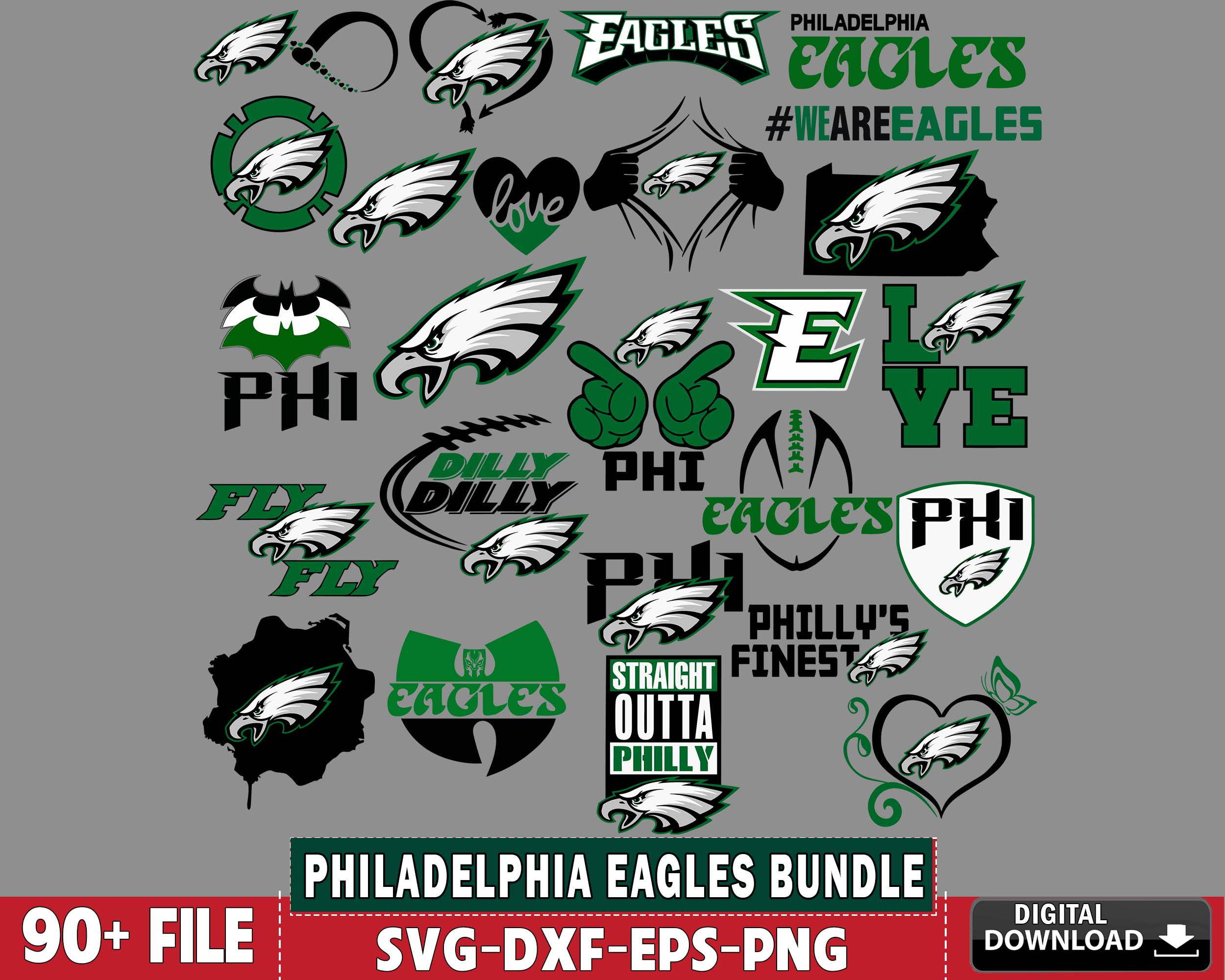 90 file Philadelphia Eagles svg bundle , NFL bundle svg, Dig | Inspire ...