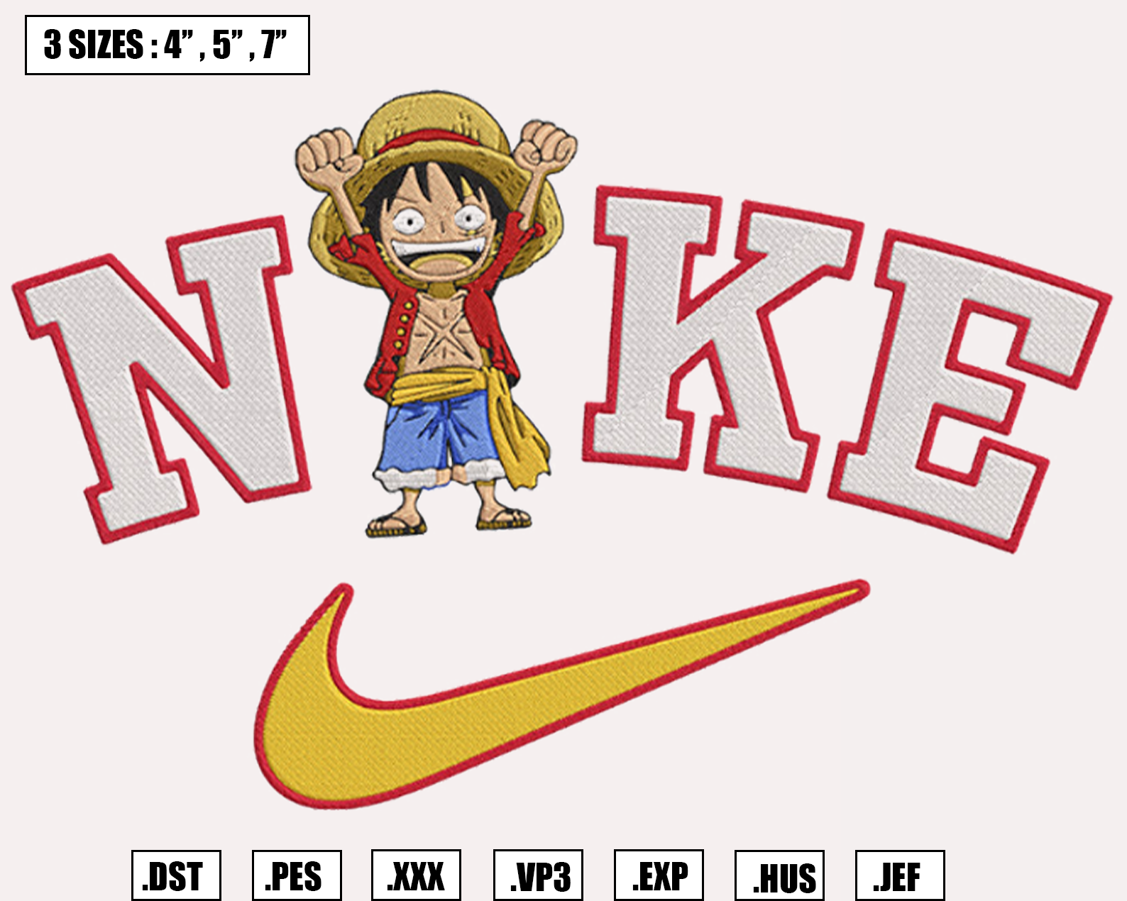 Luffy Chibi x Nike Embroidery Designs File, Nike Machine Emb - Inspire ...
