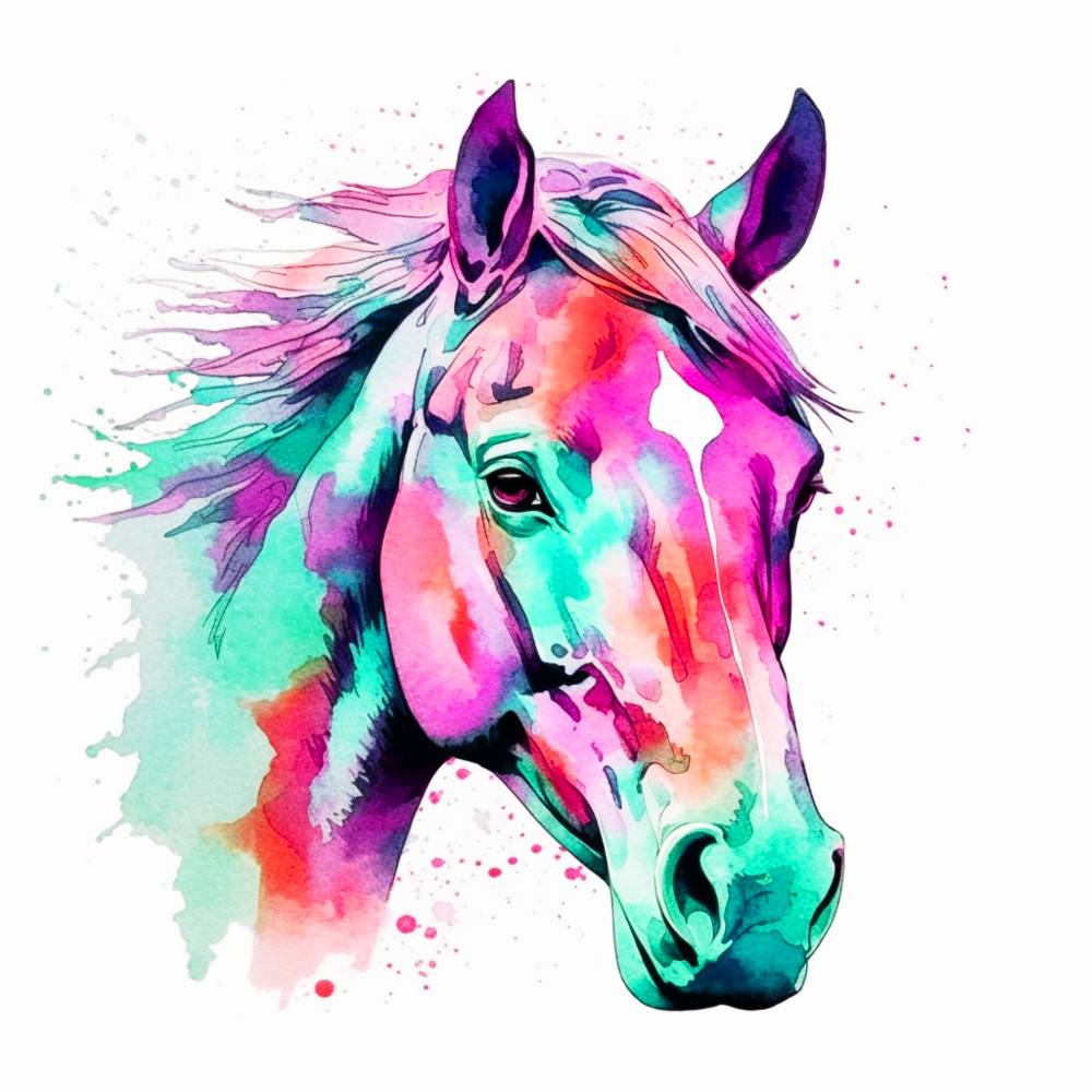 Rainbow watercolor horse | Inspire Uplift