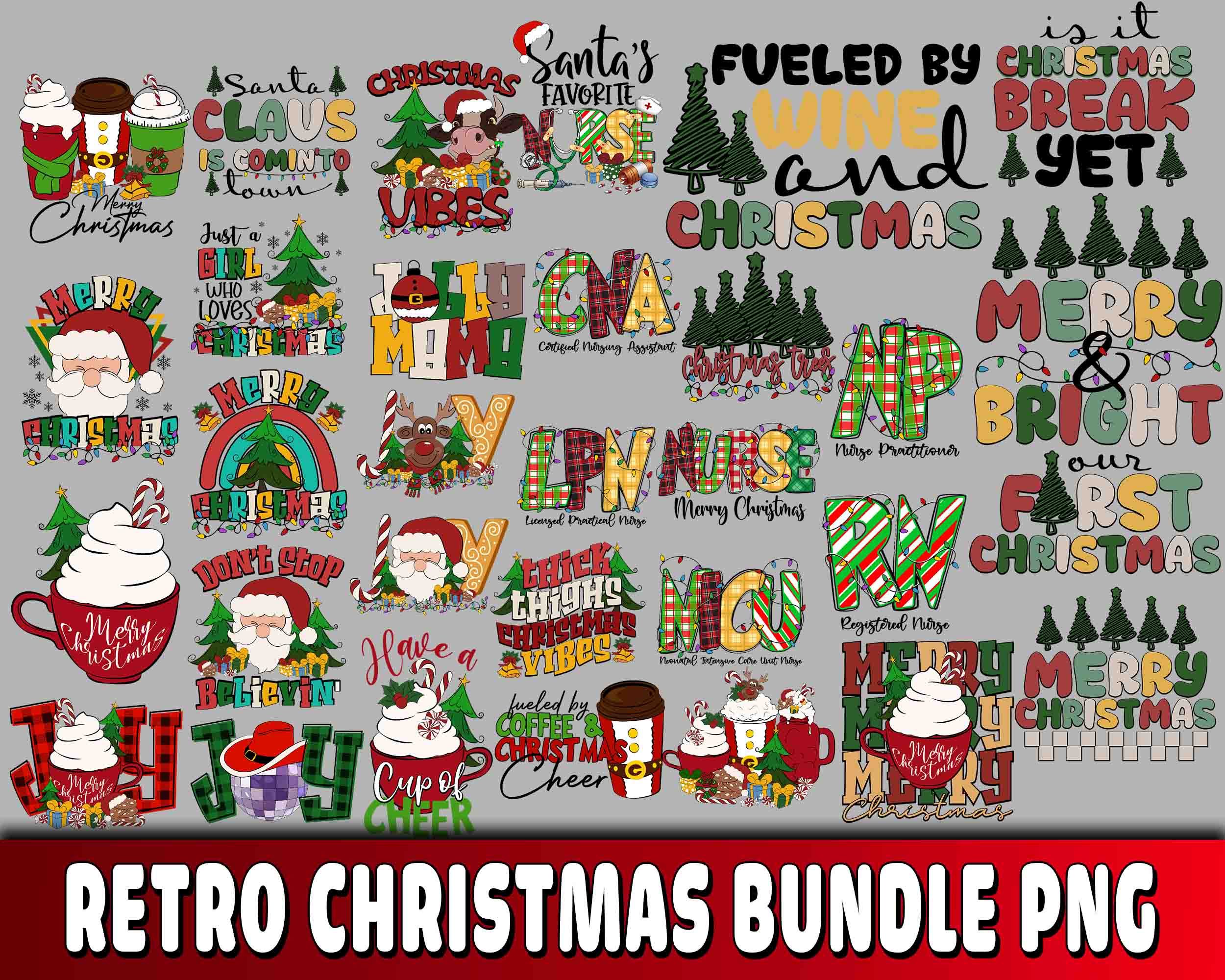 Retro christmas bundle svg 5 , Digital Download | Inspire Uplift
