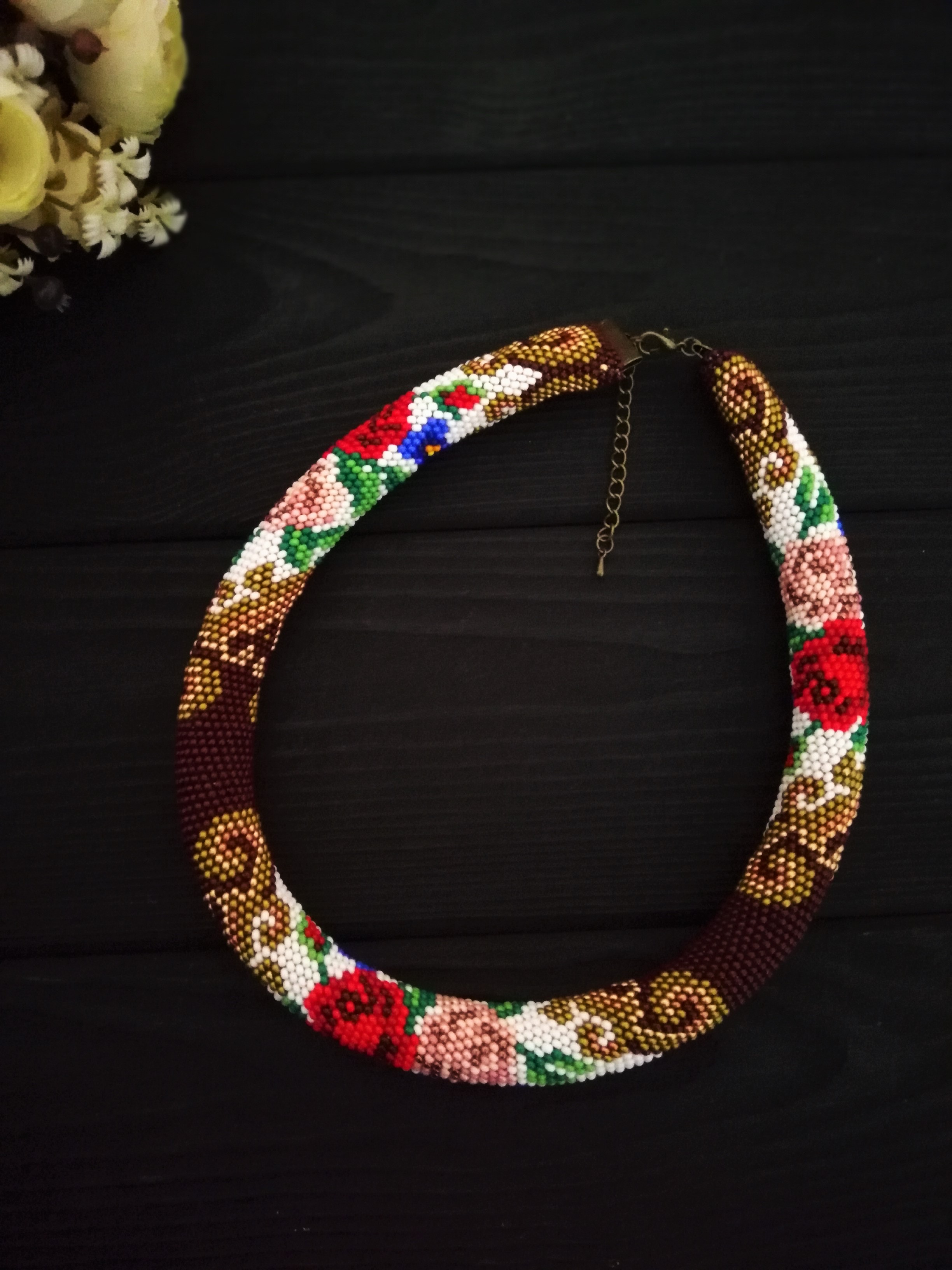 Beaded Necklace , Seed Bead Crochet Necklace | Inspire Uplift