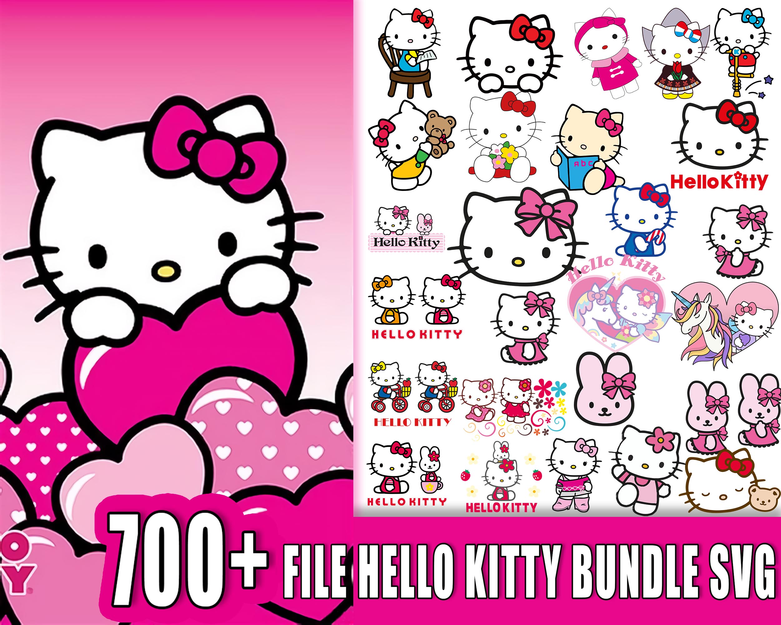 700 file hello kitty svg, Digital Download | Inspire Uplift