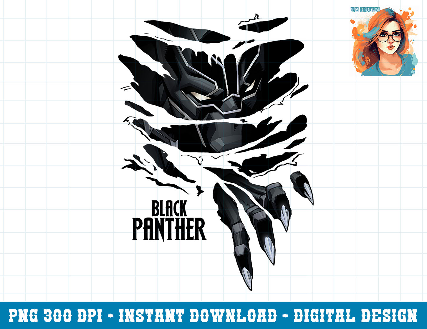 Marvel Black Panther Scratch Through Graphic png, sublimatio | Inspire ...