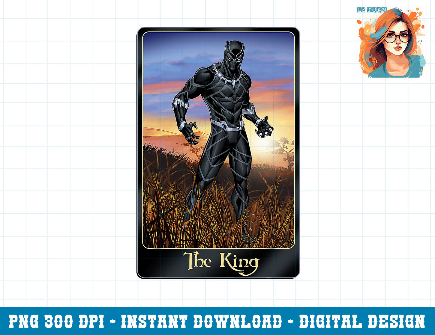 Marvel Black Panther The King Card Style Art Graphic png, su | Inspire Uplift