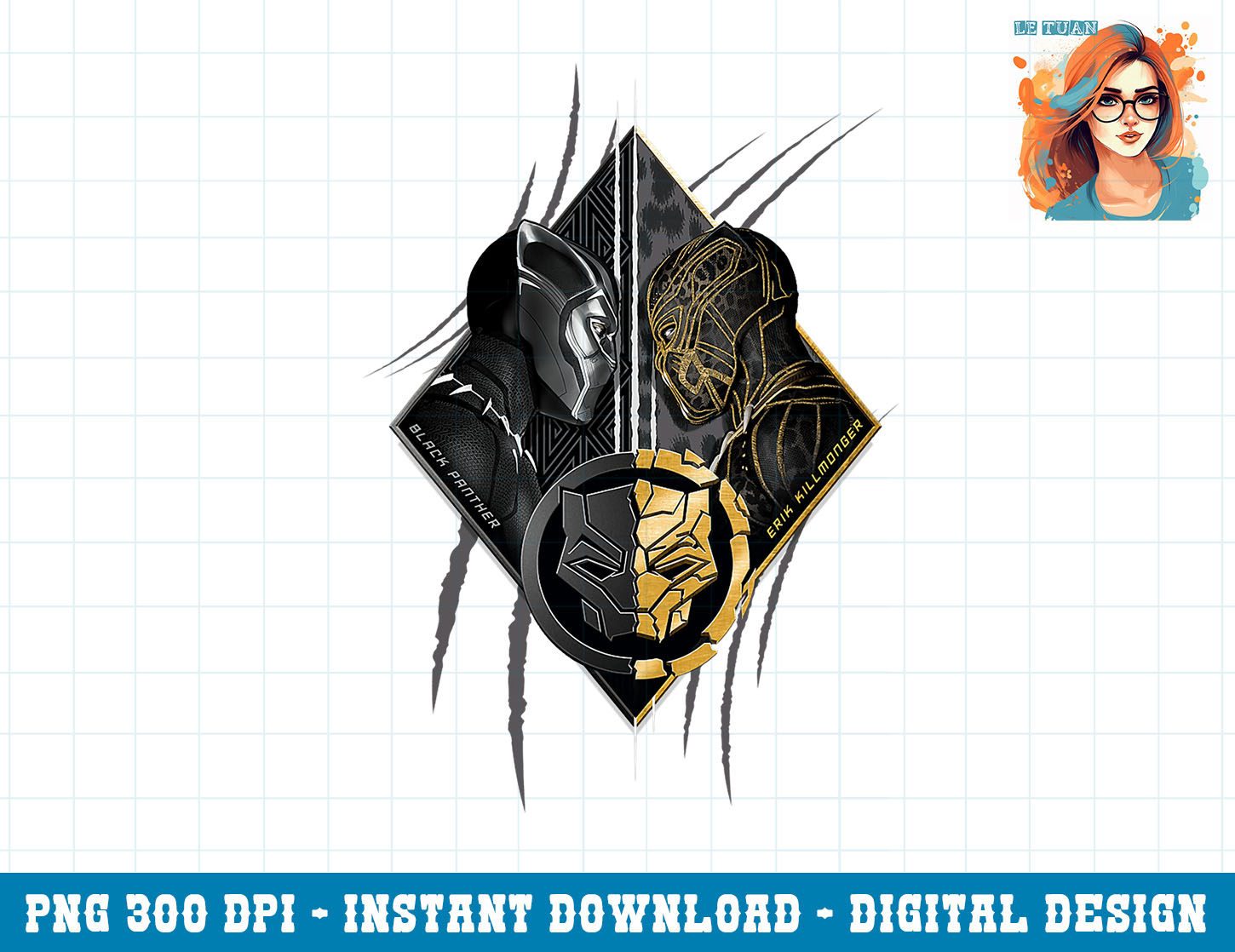 Marvel Black Panther vs Killmonger Short Sleeve png, sublima | Inspire ...