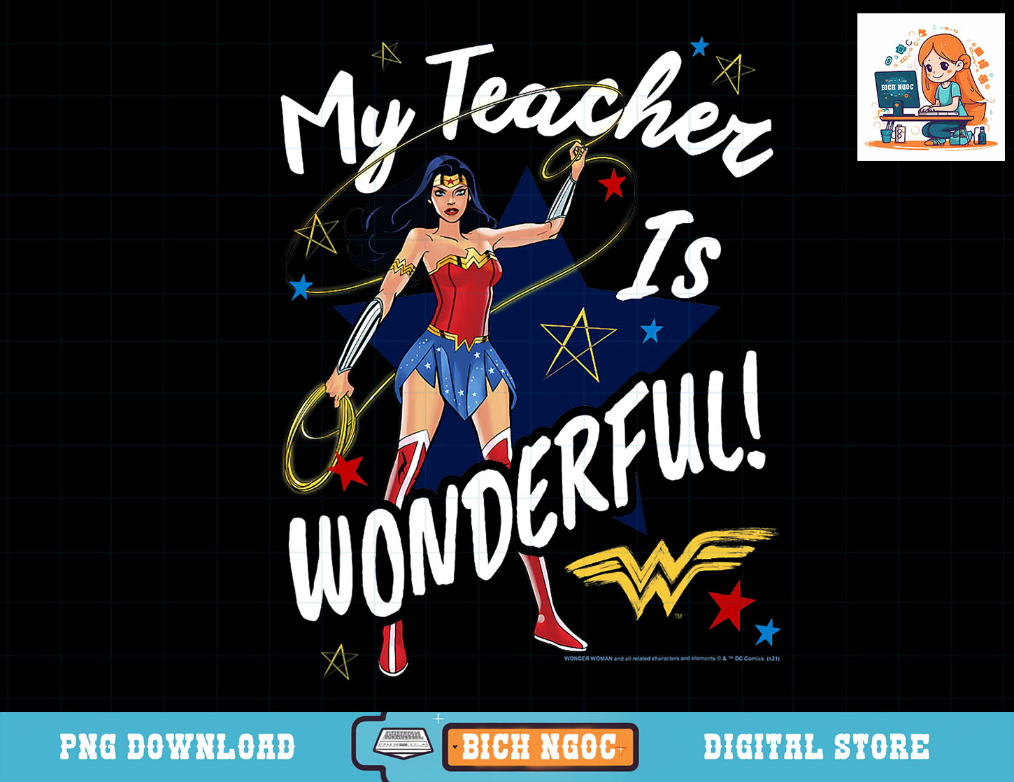 DC Comics Wonder Woman My Teacher Is Wonderful Sketch T-Shir | Inspire ...
