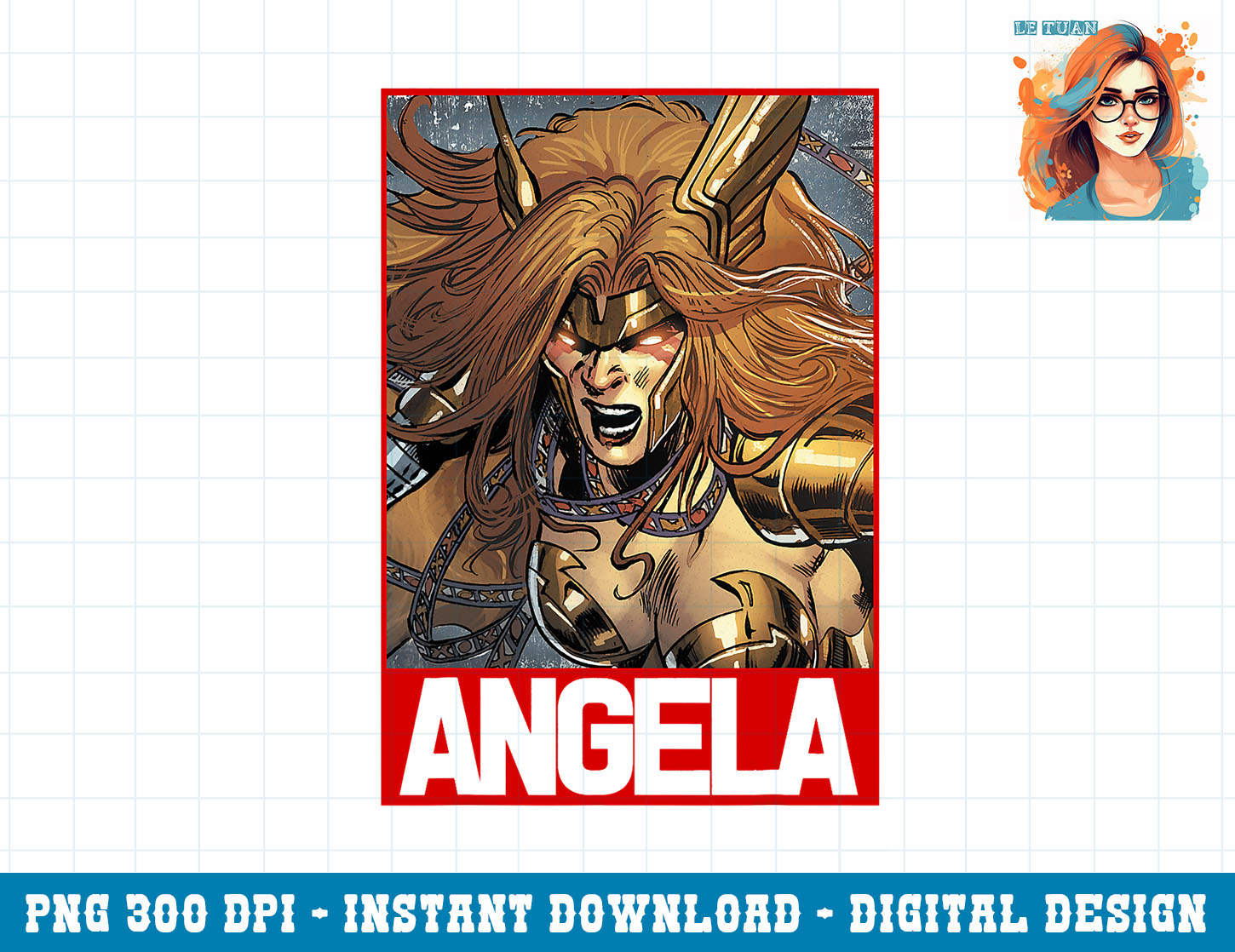 Marvel Comics Angela Odinsdottir Retro Guardian Poster png, | Inspire ...