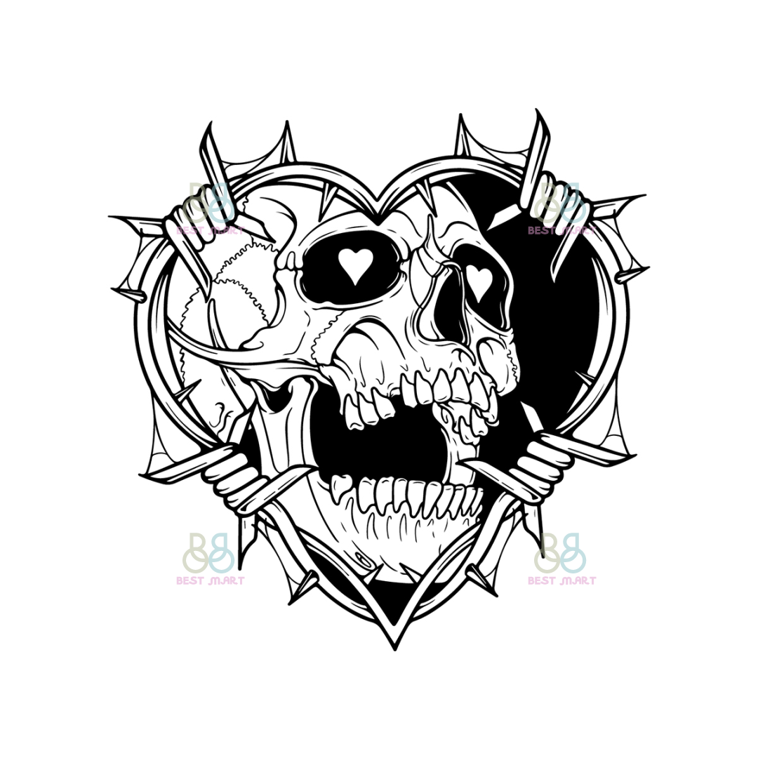 Skull Lovers Svg, Halloween Svg, Skull Svg, Skull Heart Svg, | Inspire ...