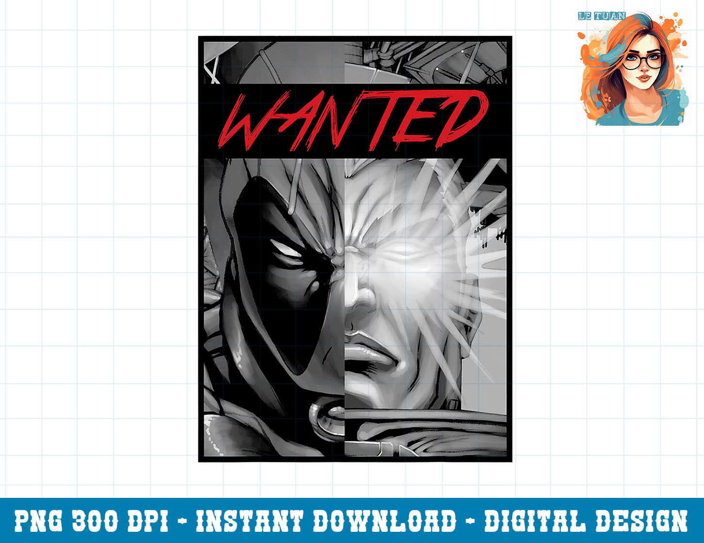 Marvel Deadpool Cable Split Poster png, sublimation copy | Inspire Uplift