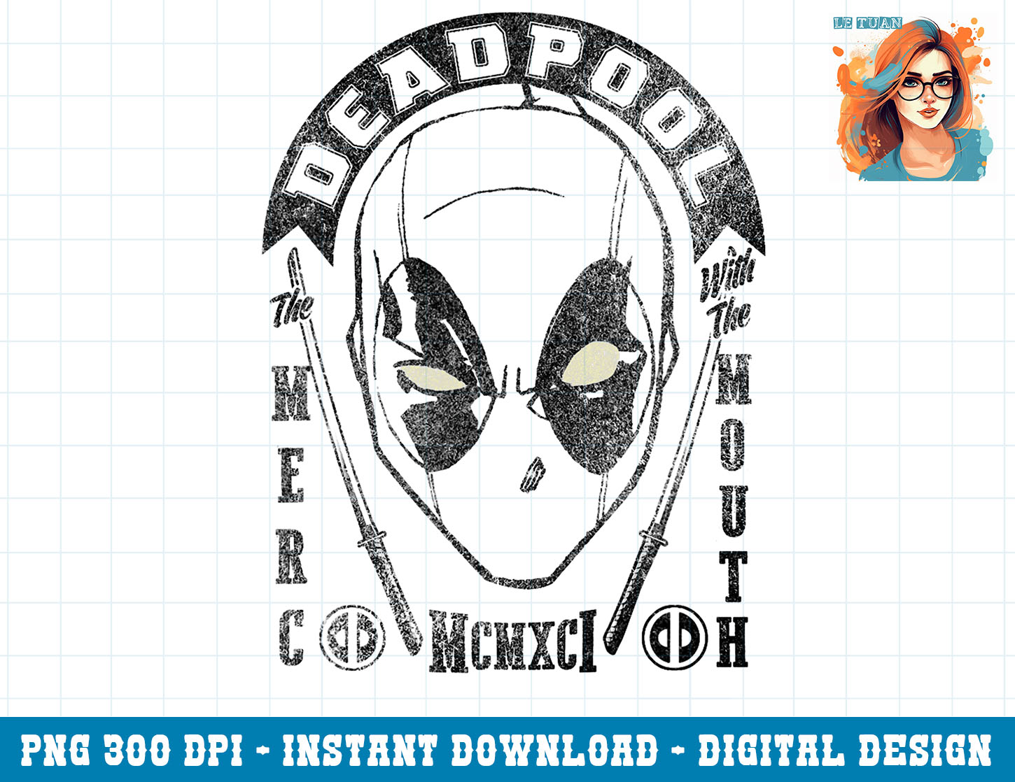 Marvel Deadpool Merc With The Mouth 1991 Vintage Big Face pn | Inspire ...
