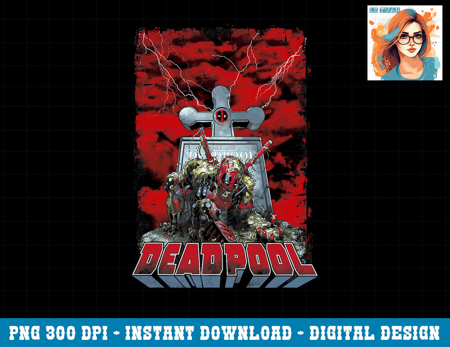 Marvel Deadpool Midnight Grave Blood Sky Poster png, sublima | Inspire ...