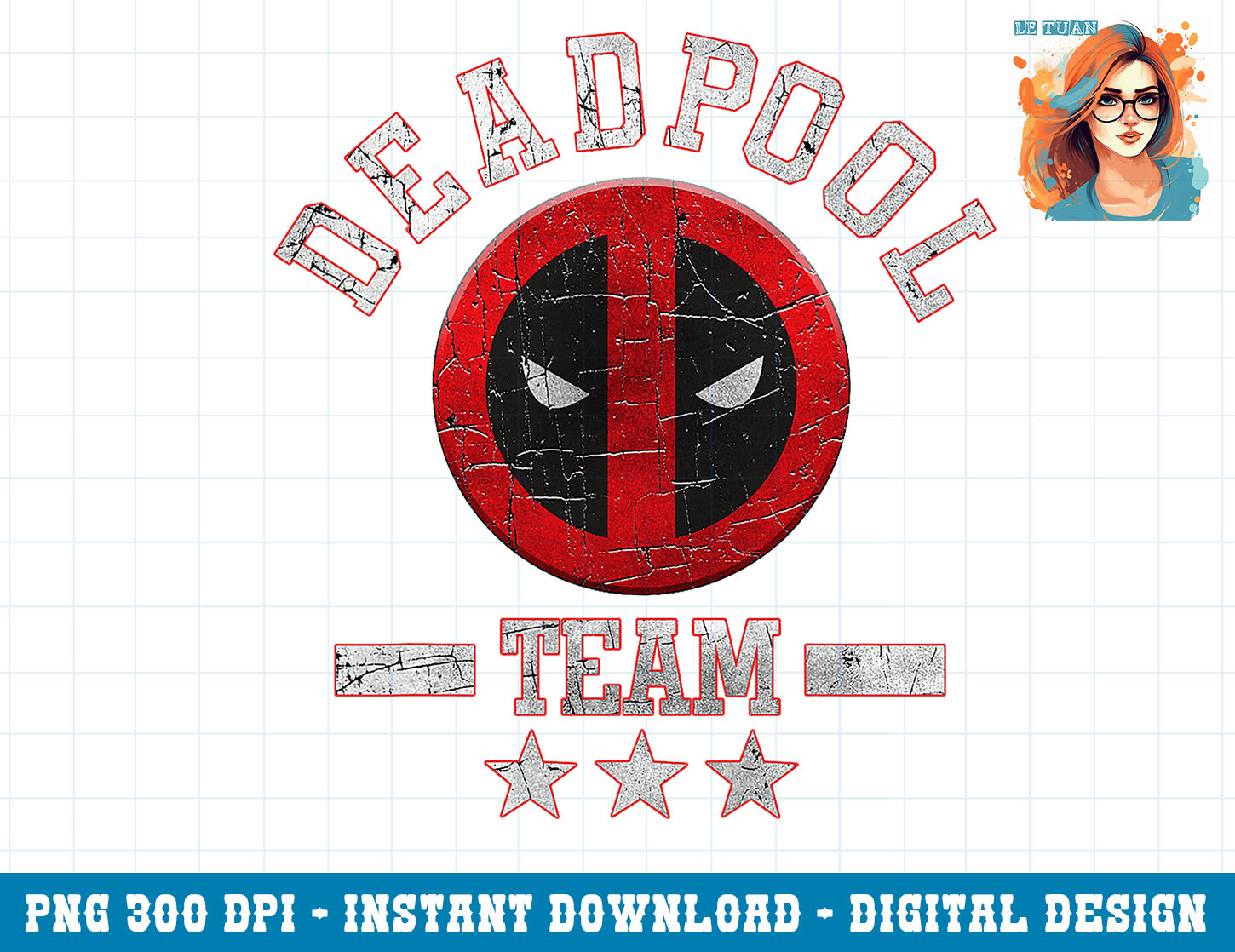 Marvel Deadpool Team Three Stars Graphic png, sublimation pn | Inspire ...