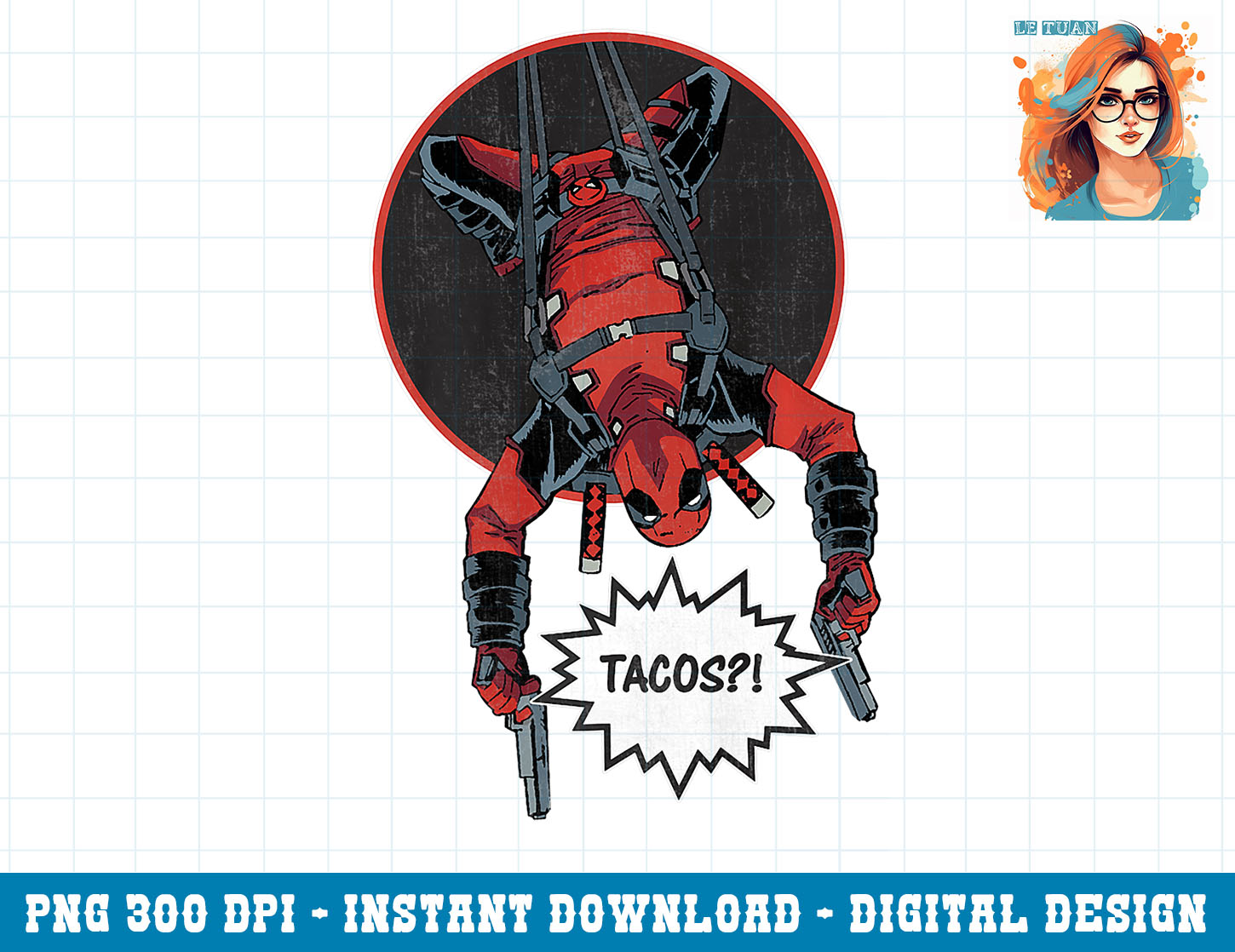 Marvel Deadpool Upside Down Tacos Premiumpng, sublimation.pn | Inspire ...