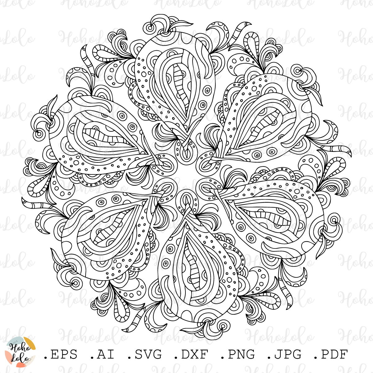 Floral Mandala Coloring Page Pdf Pattern Cricut Svg Clipart | Inspire ...