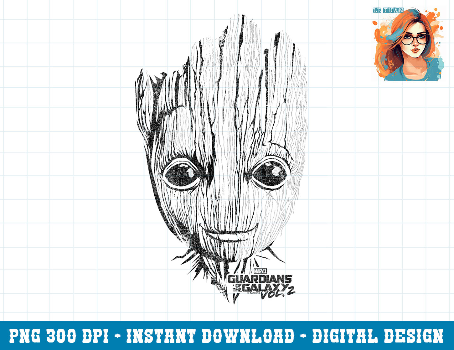 Marvel Guardians Vol. 2 Groot Lines Face Graphic png, sublim | Inspire ...