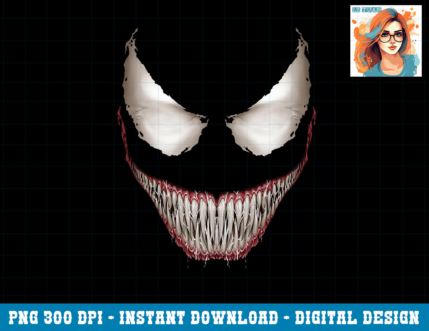 Marvel Halloween Venom Big Face Grin Costume png, sublimatio | Inspire ...