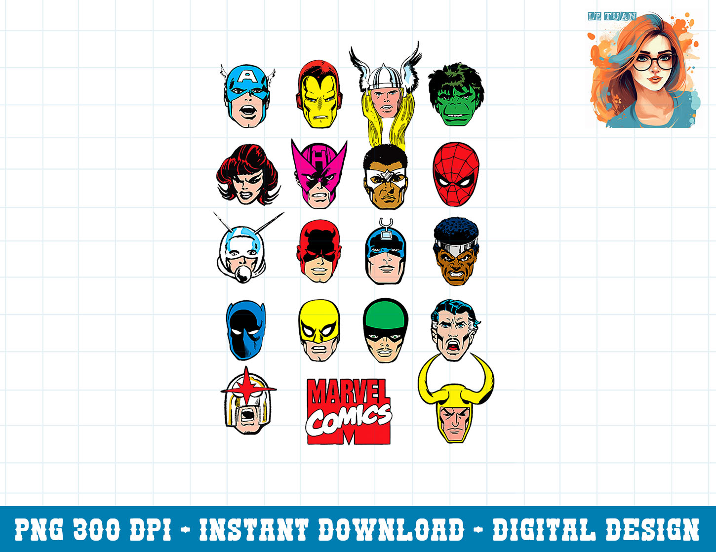 Marvel Hero Portrait Bingo Graphic png, sublimation png, sub | Inspire ...