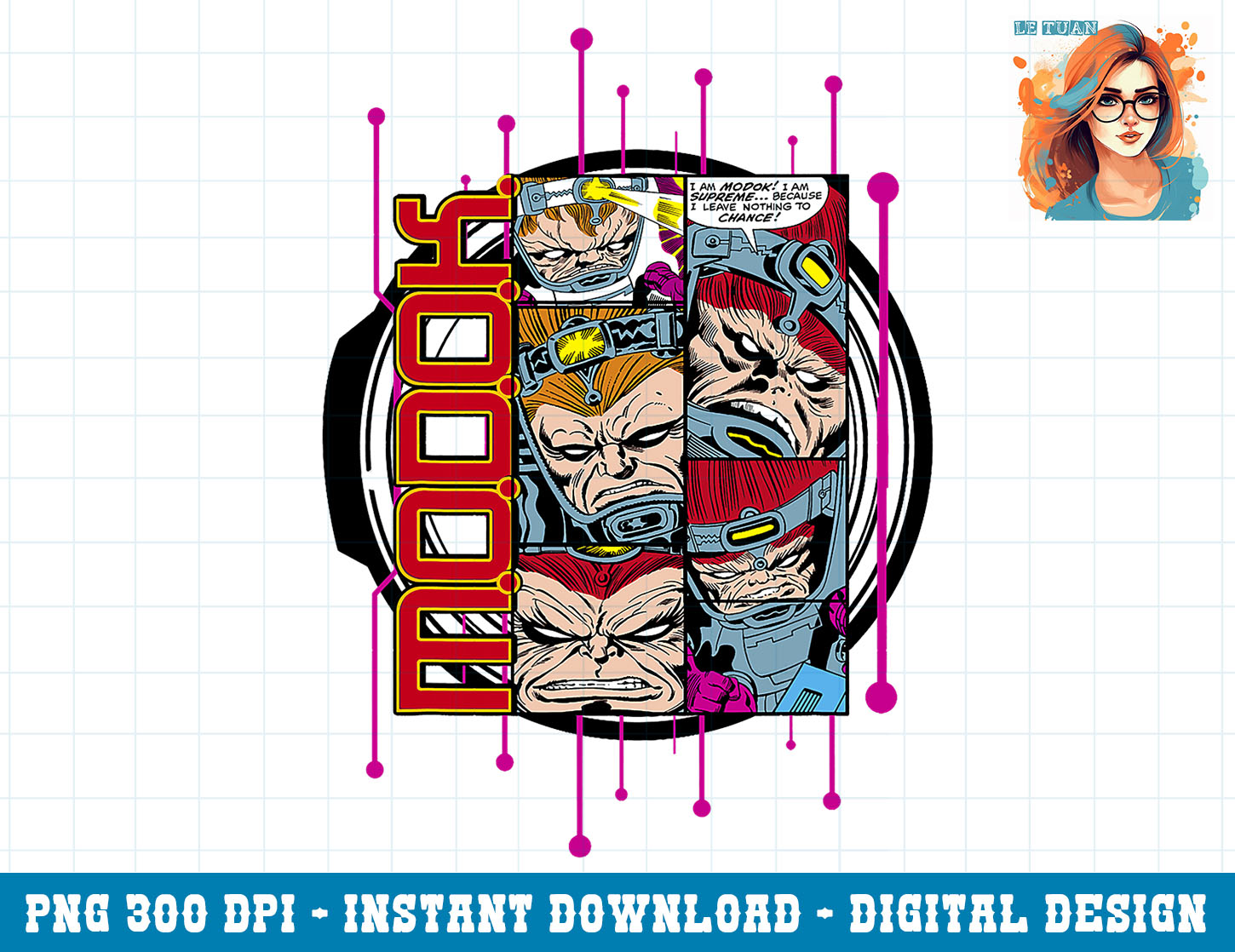 Marvel MODOK Retro Comic Collage Digital Profile png, sublim | Inspire ...