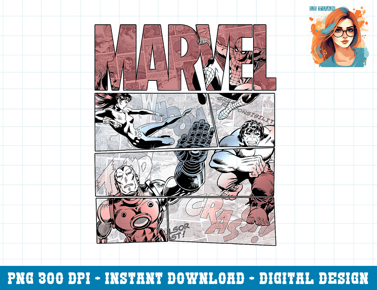 Marvel Retro Red, White and Blue Comic Panel Graphic png, su | Inspire ...