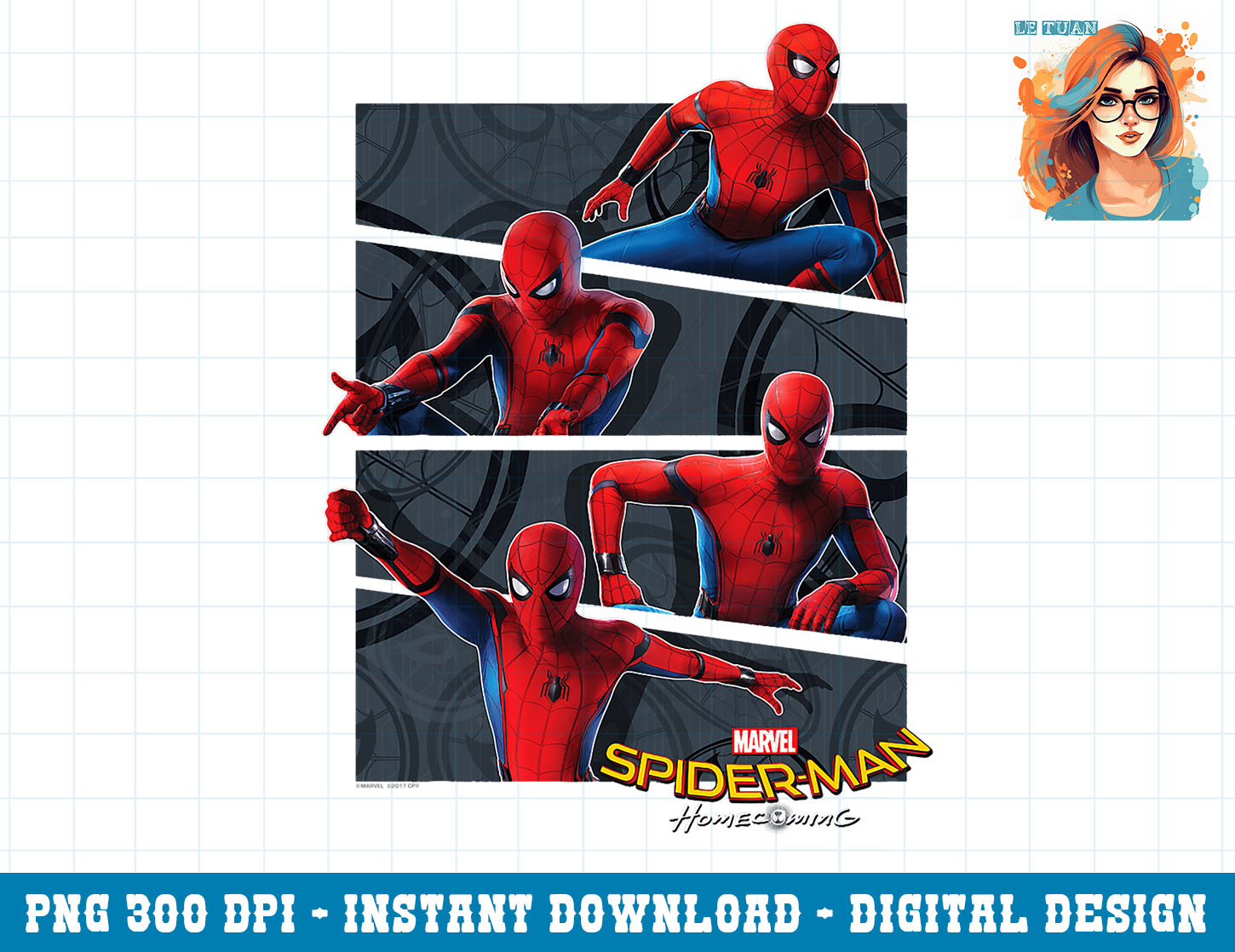 Marvel Spider-Man Homecoming Quad Pose Panel Stack png, subl | Inspire ...