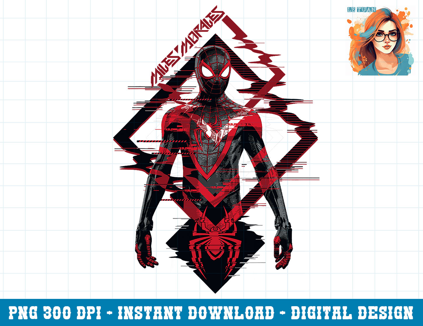 Marvel Spider-Man Miles Morales Diamond Glitch Portrait png, | Inspire ...