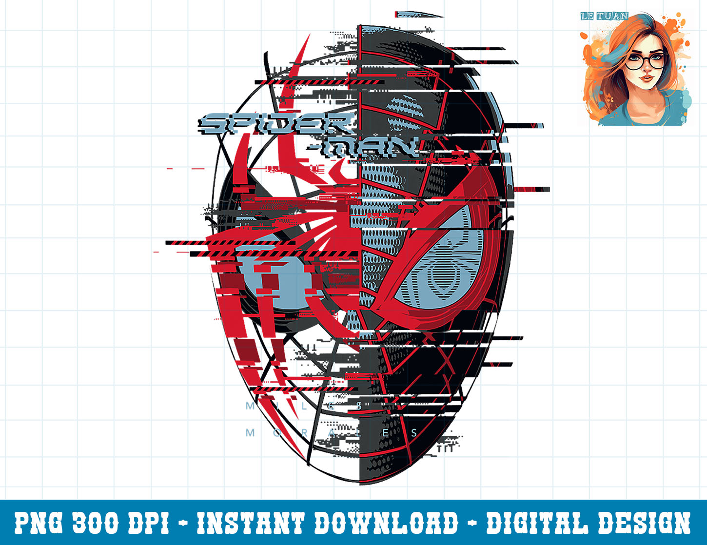 Marvel Spider-Man Miles Morales Glitch Mask png, sublimation | Inspire ...