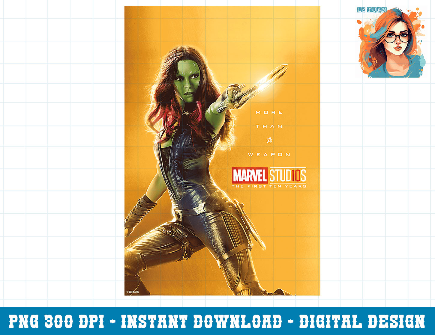 Marvel Studios 10 Years Gamora Poster Graphic png, sublimati | Inspire ...