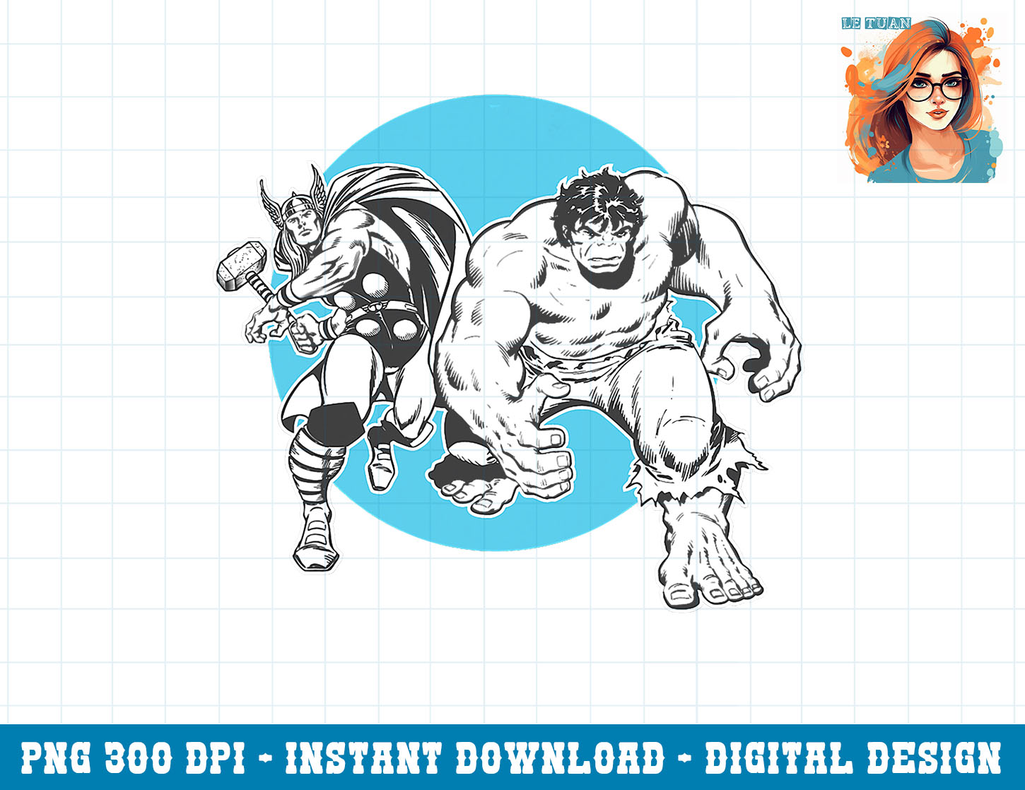 Marvel Thor and Hulk Friends Classic Retro Comic Art png, su | Inspire ...