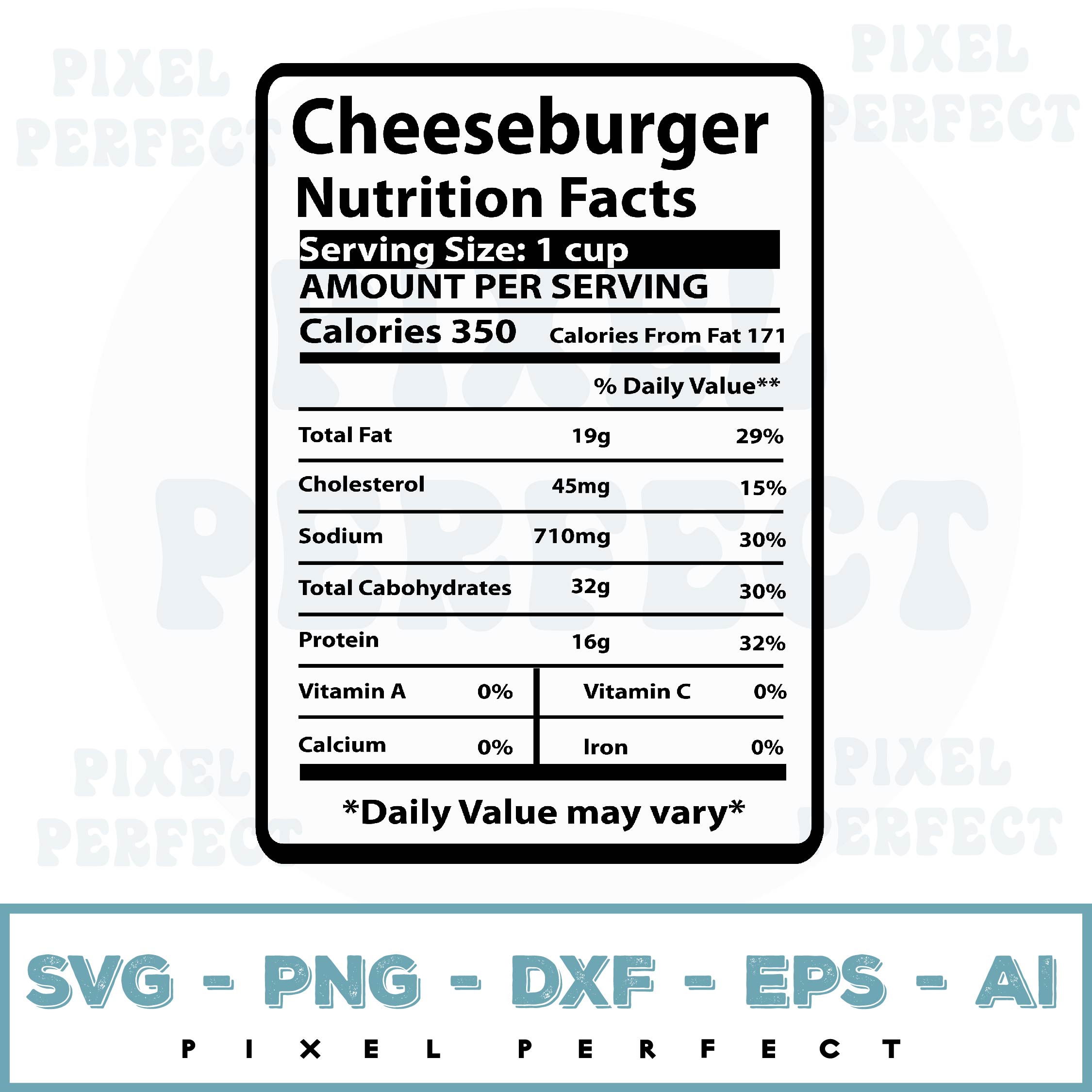 Cheeseburger Nutrition Facts Christmas Svg | Inspire Uplift