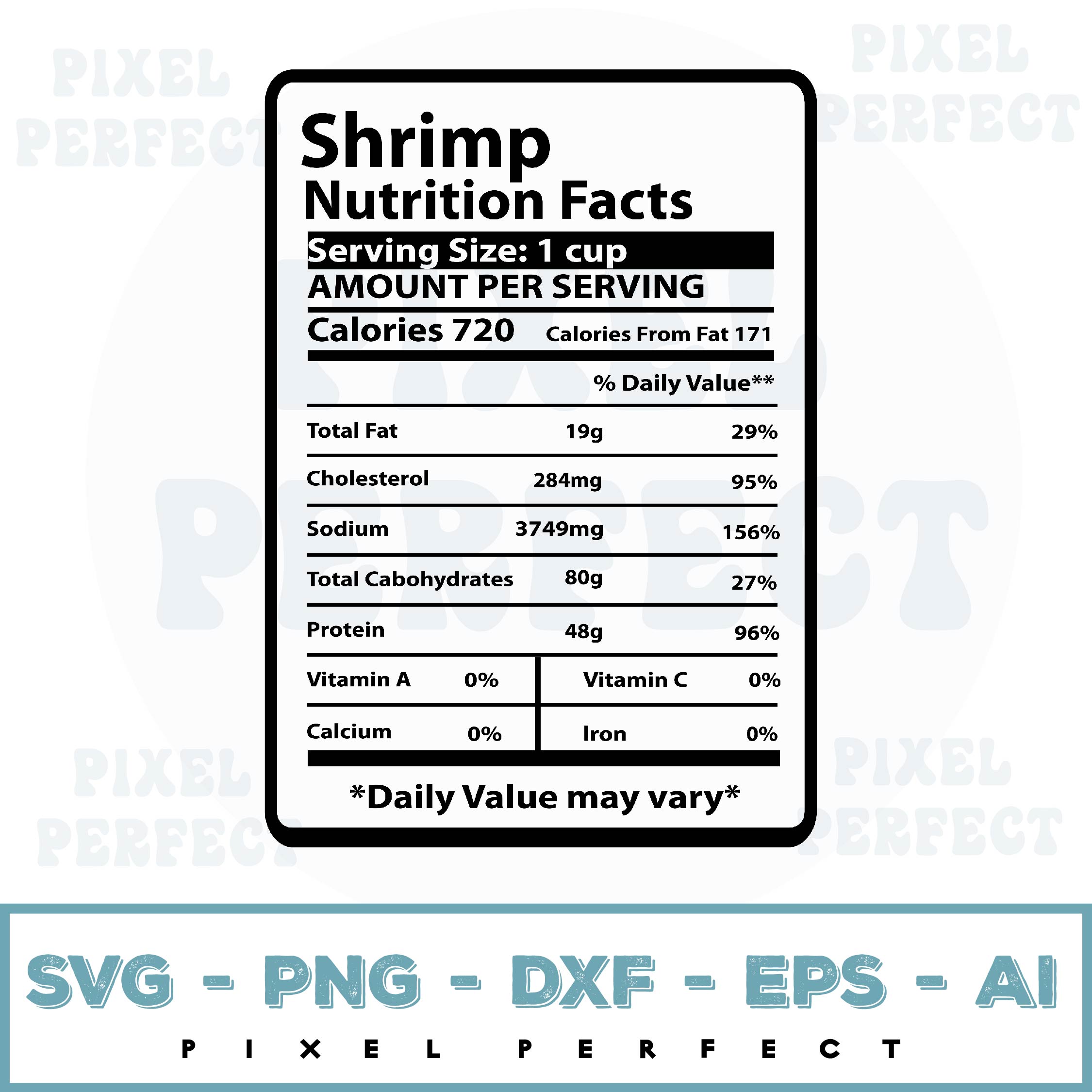 Shrimp Nutrition Facts Funny Christmas Svg | Inspire Uplift