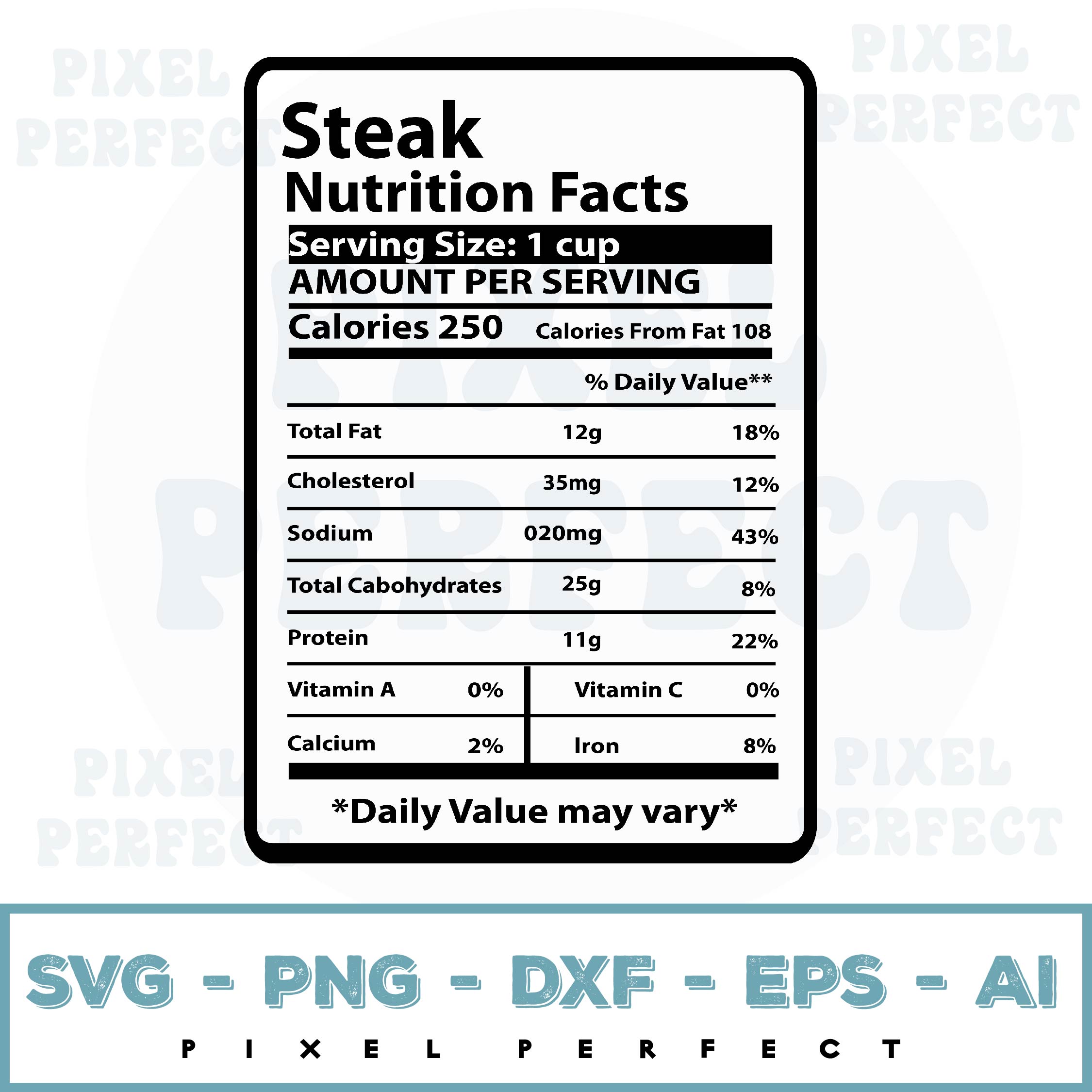 Steak Nutrition Facts Funny Christmas Svg | Inspire Uplift