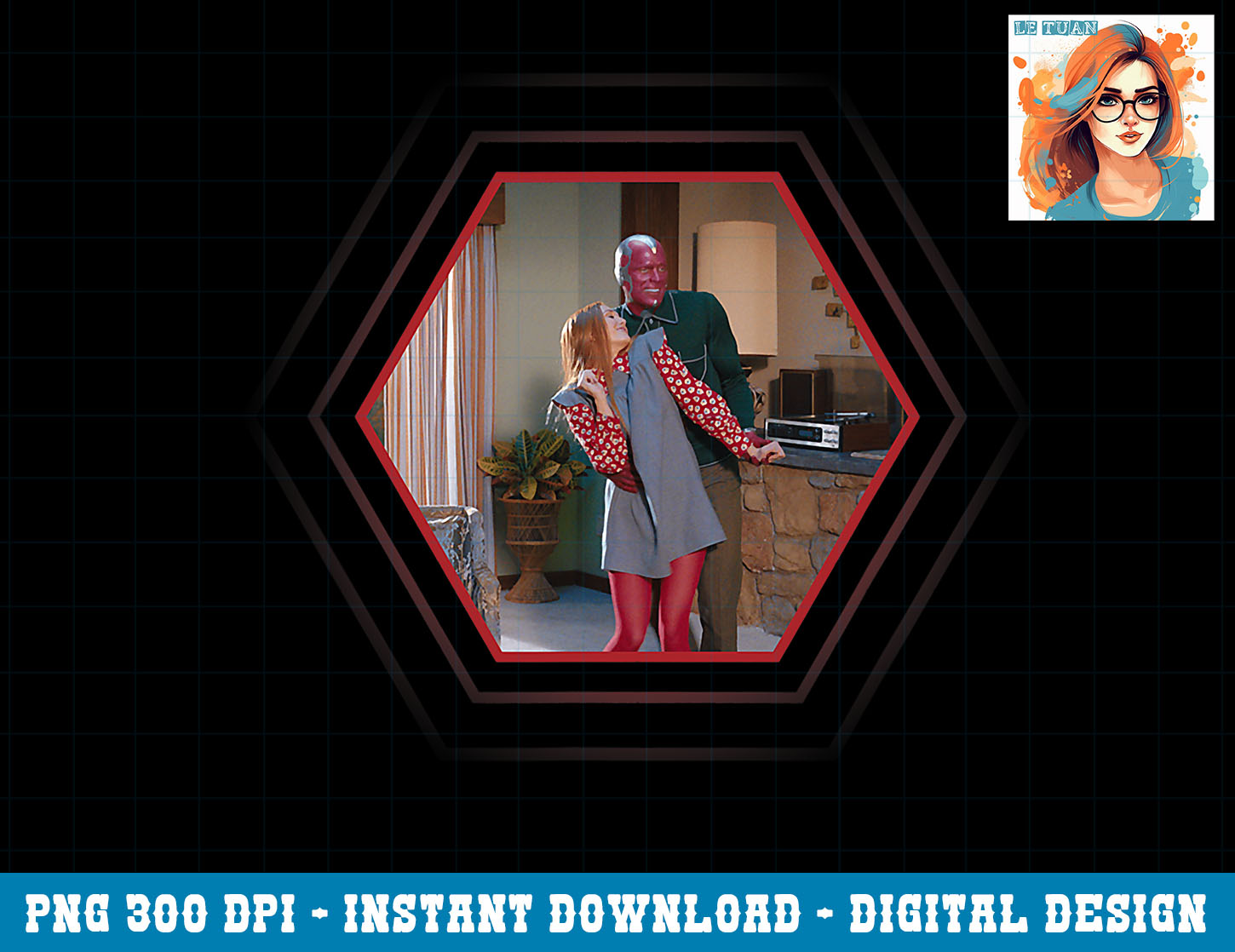 Marvel WandaVision Wanda and Vision 70s png, sublimation.png - Inspire ...